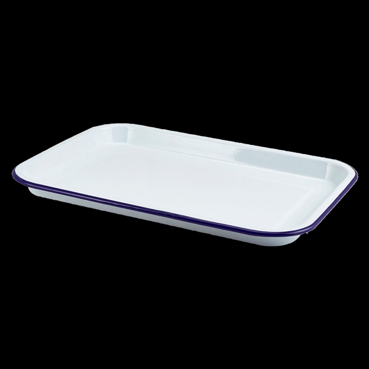 Enamel - Enamel Serving Tray White W Blue Rim - GW942933WH